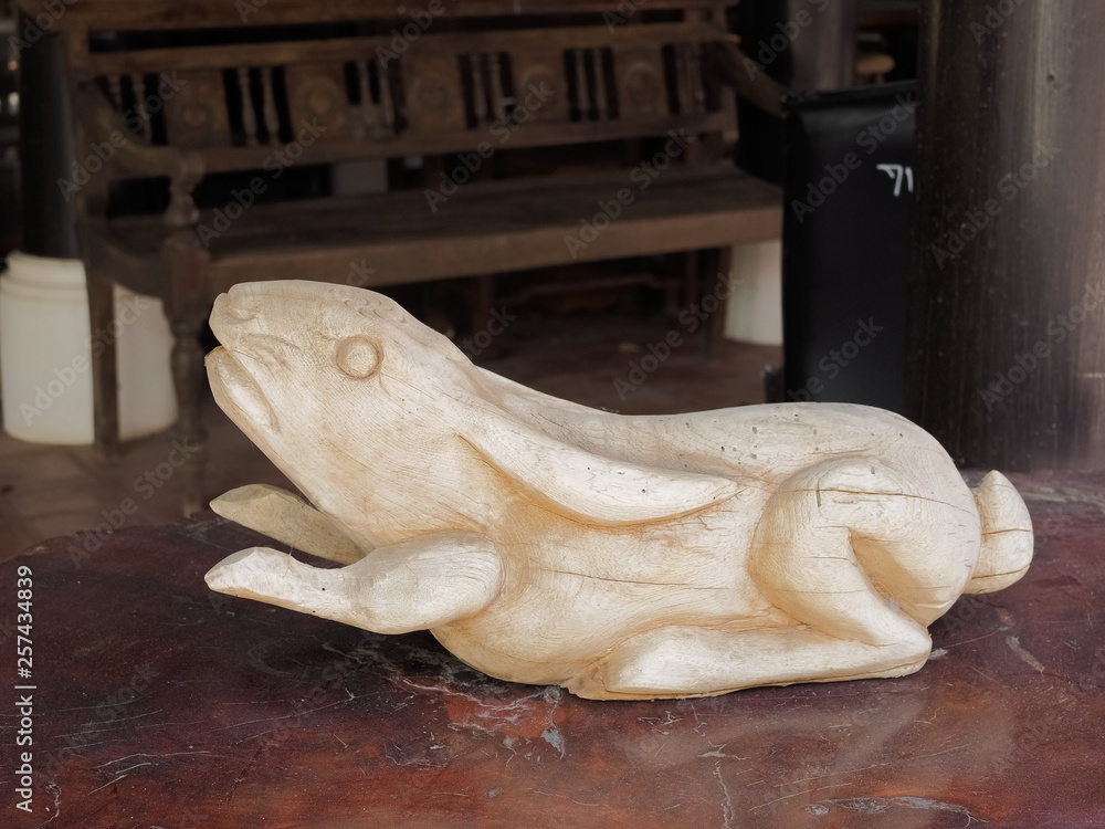 view of vintage Kratai (in Thai), Thai traditional wooden coconut ...