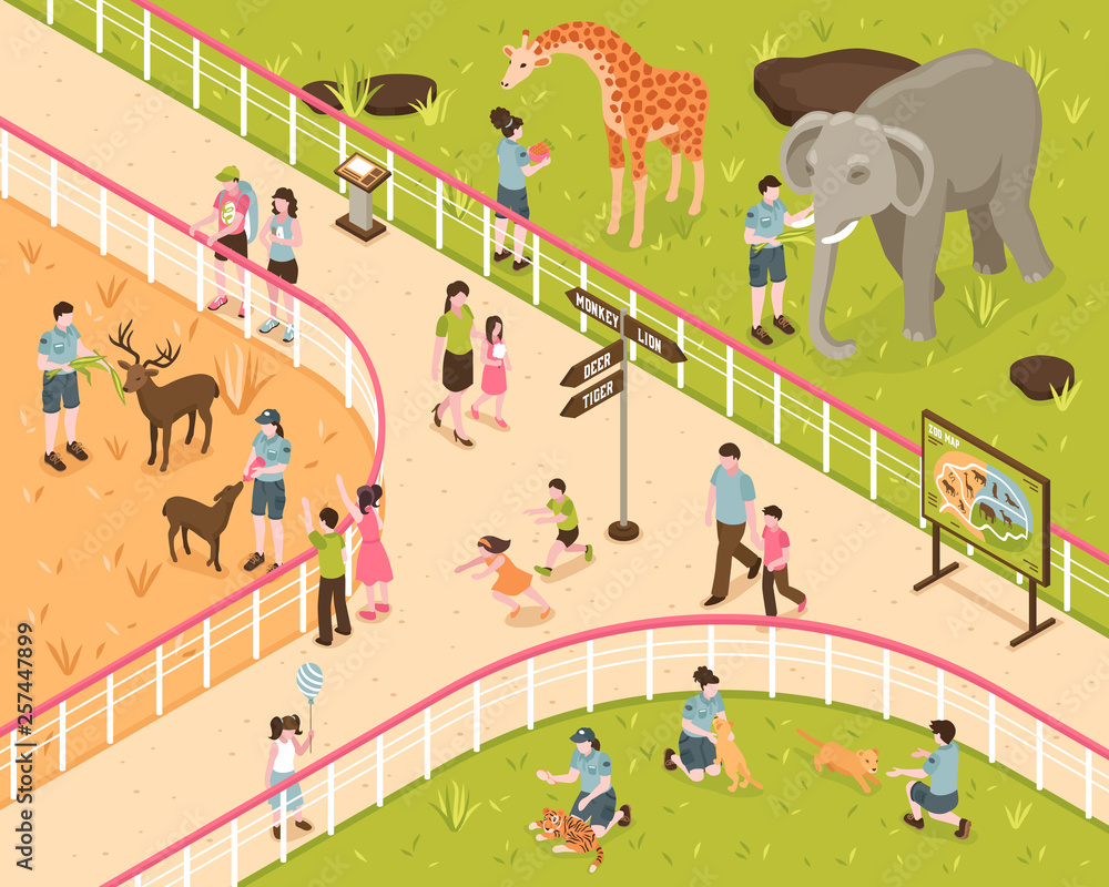 Animal Park Isometric Composition vector de Stock | Adobe Stock