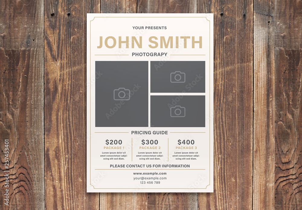 Photography Flyer Layout with Photo Placeholders Stock Template | Adobe ...
