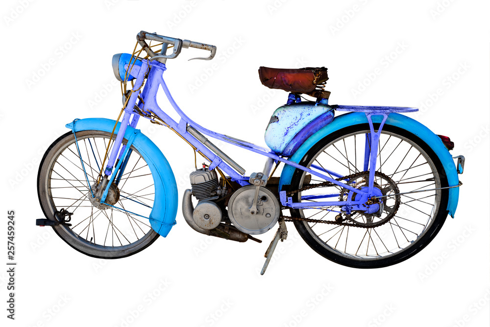 mobylette bleue détourée sur fond blanc Stock Photo | Adobe Stock