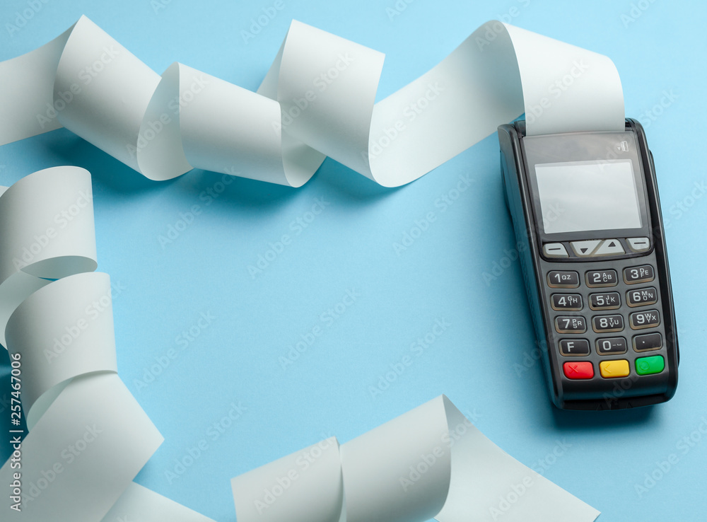 Terminal cash register machine POS for payments and long roll cash tape ...