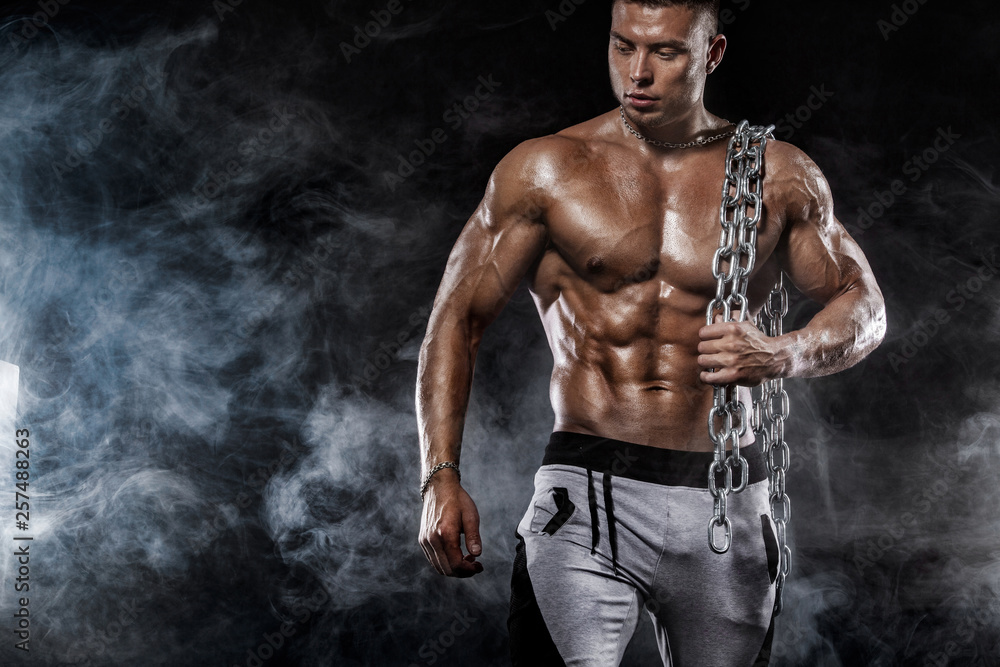 Bodybuilding competitions on the scene. Man sportsmen physique and ...