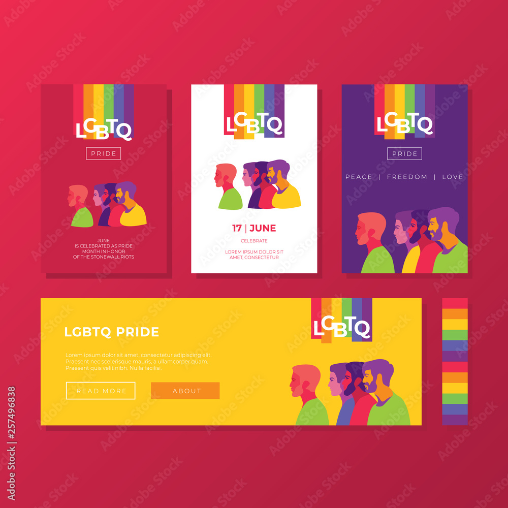 Support for LGBTQ pride. Colorful backgrounds. Peoples silhouette ...