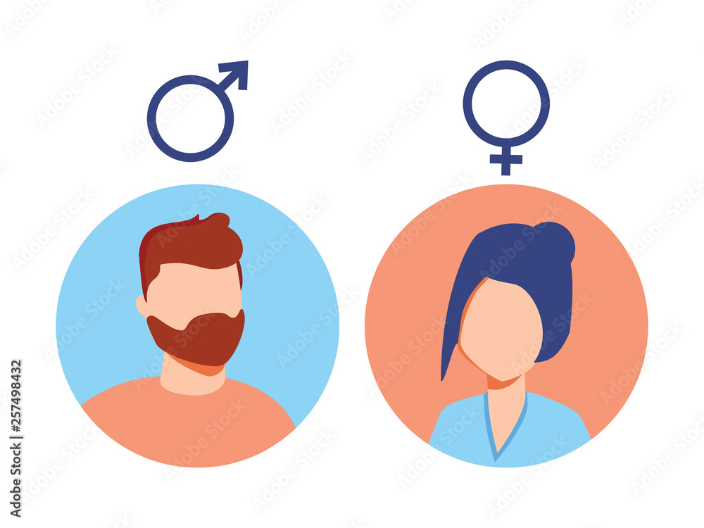 Vector Male And Female Icon Set User Avatar Man And Lady Toilet Sign