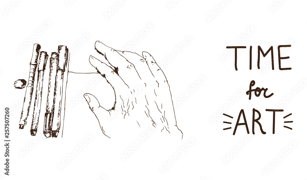 vector minimalistic illustration of a human hand with liners and album ...