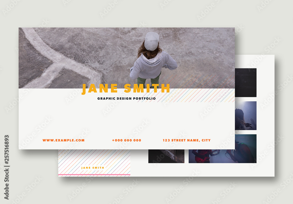 Portfolio Presentation Layout with Colorful Accents Stock Template ...