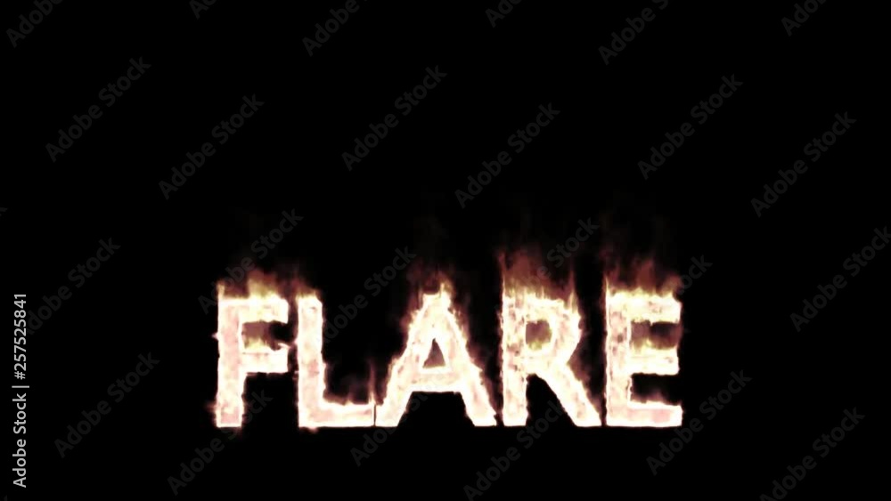 Animated burning or engulf in flames all caps text Flare. Isolated and ...