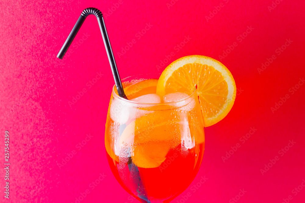 Cocktail aperol spritz on red blue background. Summer alcoholic ...