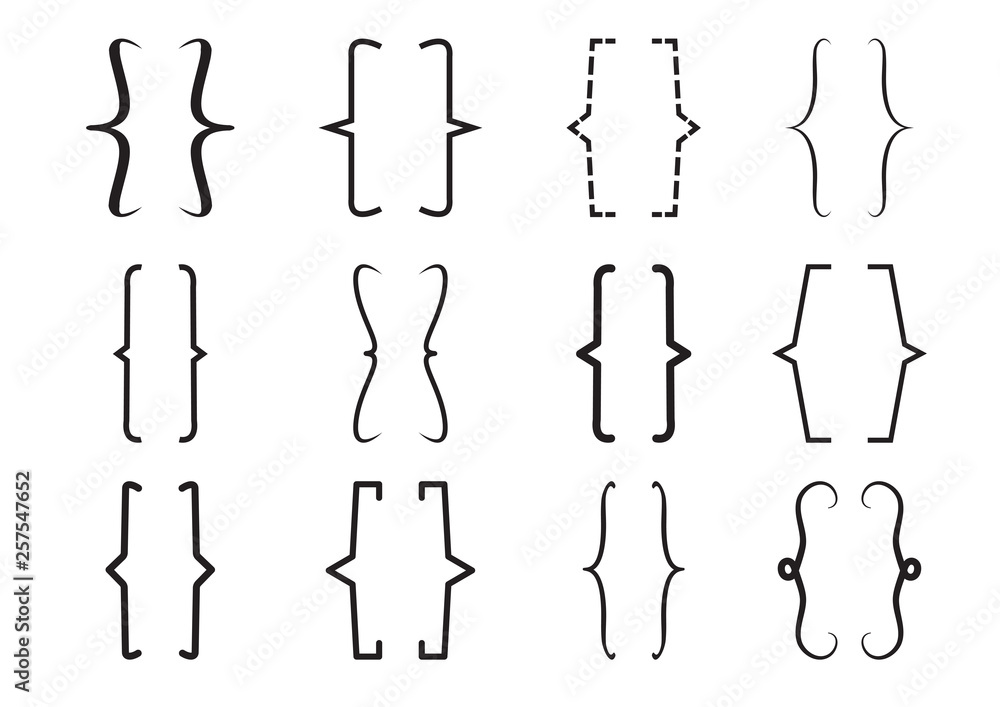 Black bracket set. Vector illustration Stock Vector | Adobe Stock