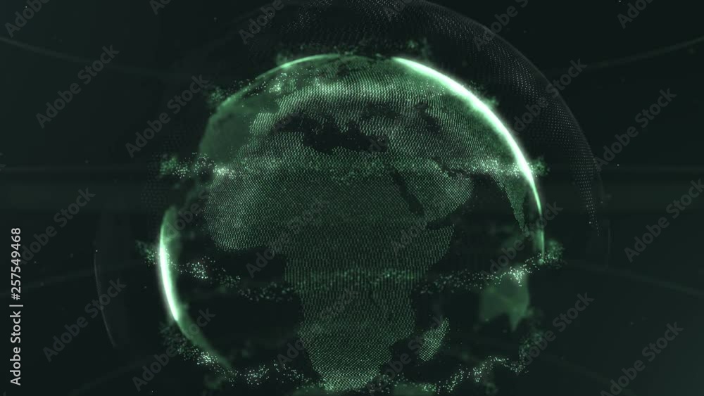 Video of the Earth in 3D. Futuristic sphere of dots. Globalization ...