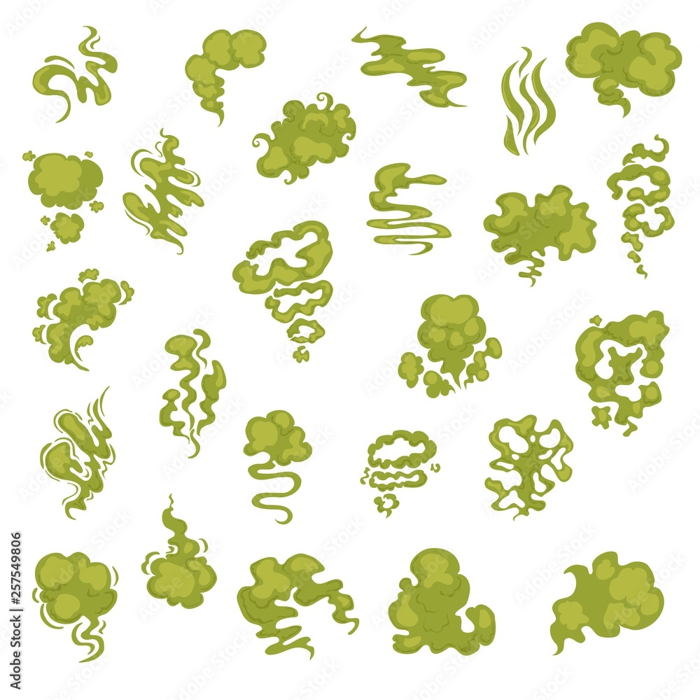 Cartoon aroma, smells, stench, water vapor steam clouds - Vector ...