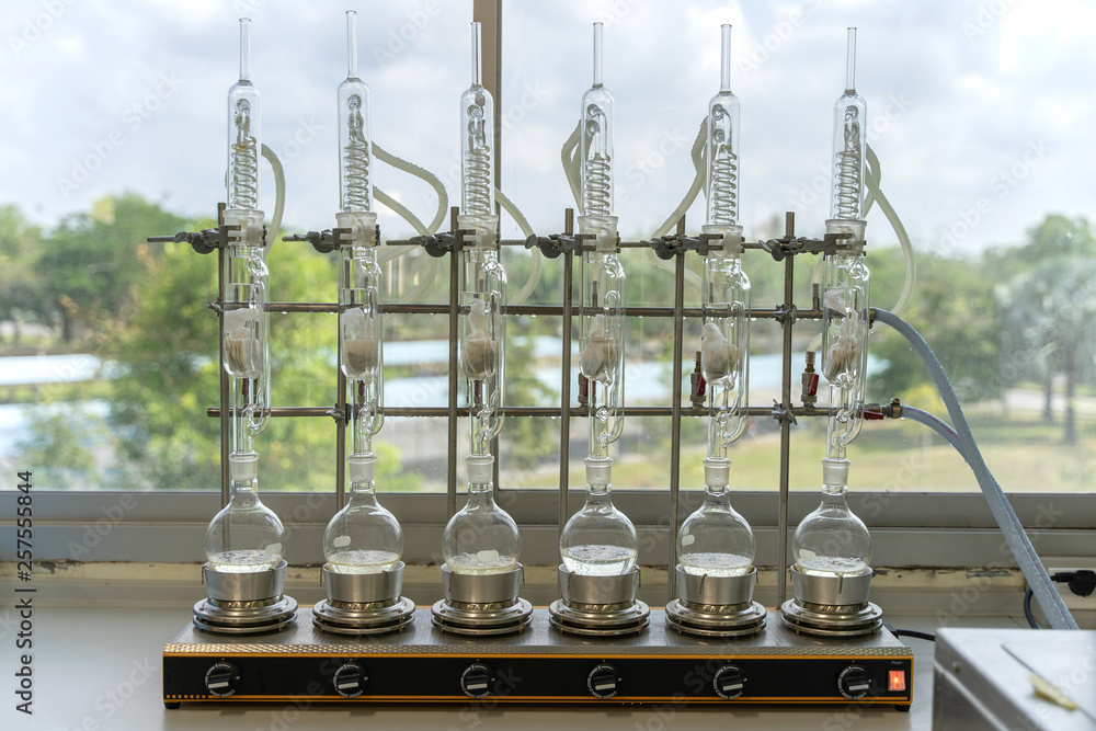 Soxhlet Extractor.Percolator-boiler and reflux,distillation flask on ...