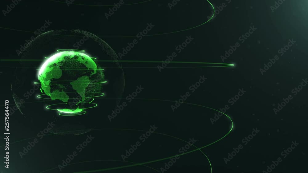 Video of the green Earth which is turning around. Futuristic sphere of ...