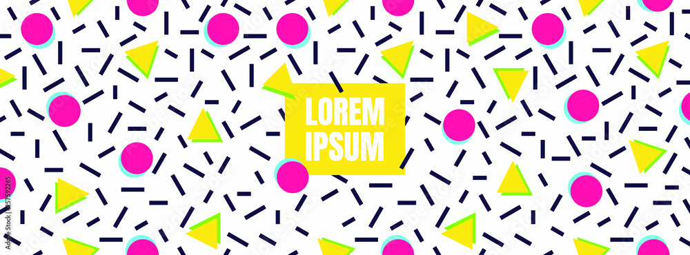 Horizontal geometric pattern memphis style pattern background with ...