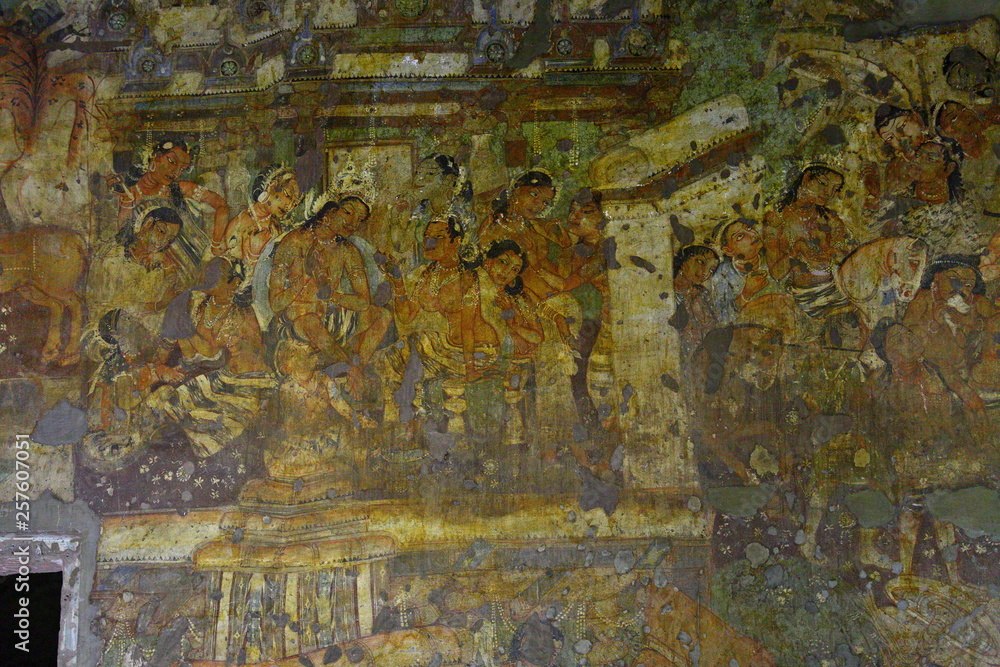 Ajanta caves, India. The Ajanta Caves in Maharashtra state are Buddhist ...