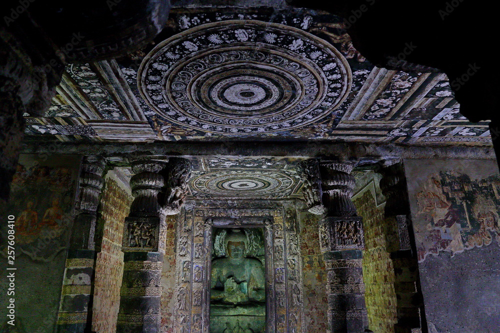 Ajanta caves, India. The Ajanta Caves in Maharashtra state are Buddhist ...