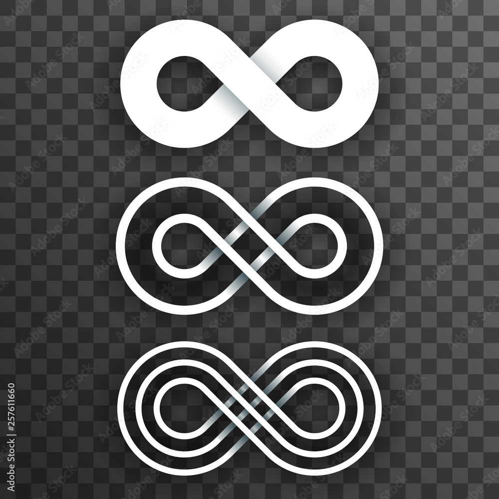 White infinity shape unlimited symbol endless set transparent ...