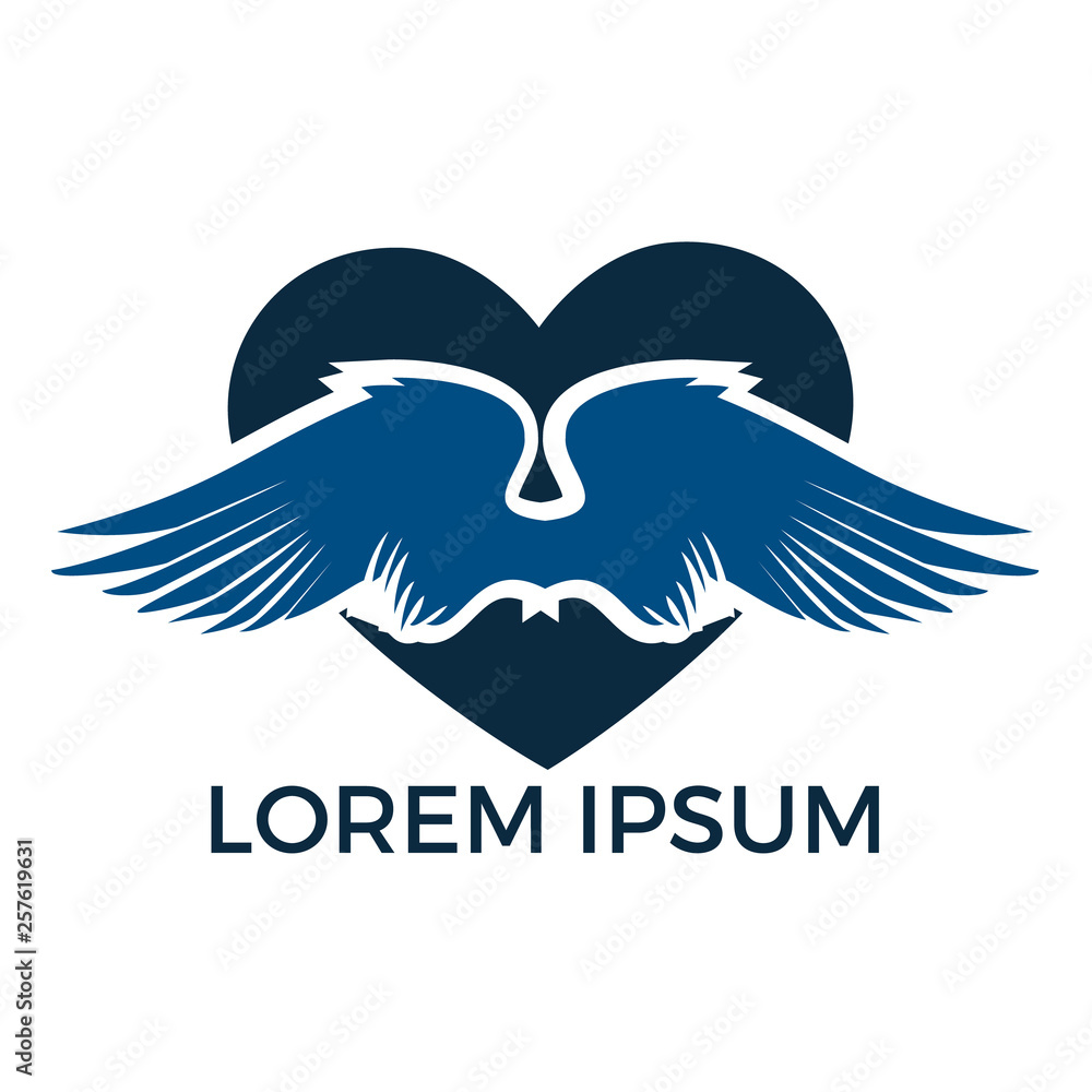 Love wings logo design. Heart wings fly romantic logo concept. Stock ...