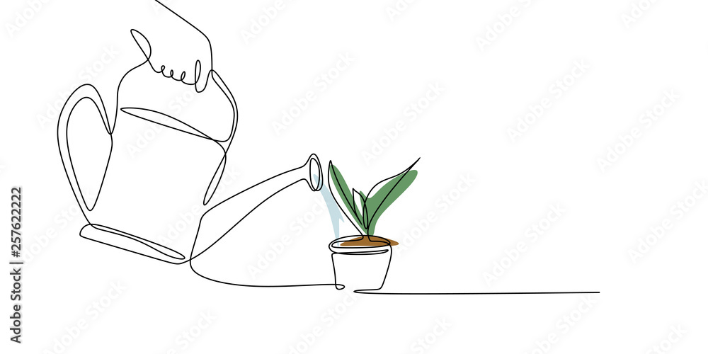 continuous line drawing watering plants. Stock Vector | Adobe Stock continuous line drawing watering plants. Stock Vector | Adobe Stock
