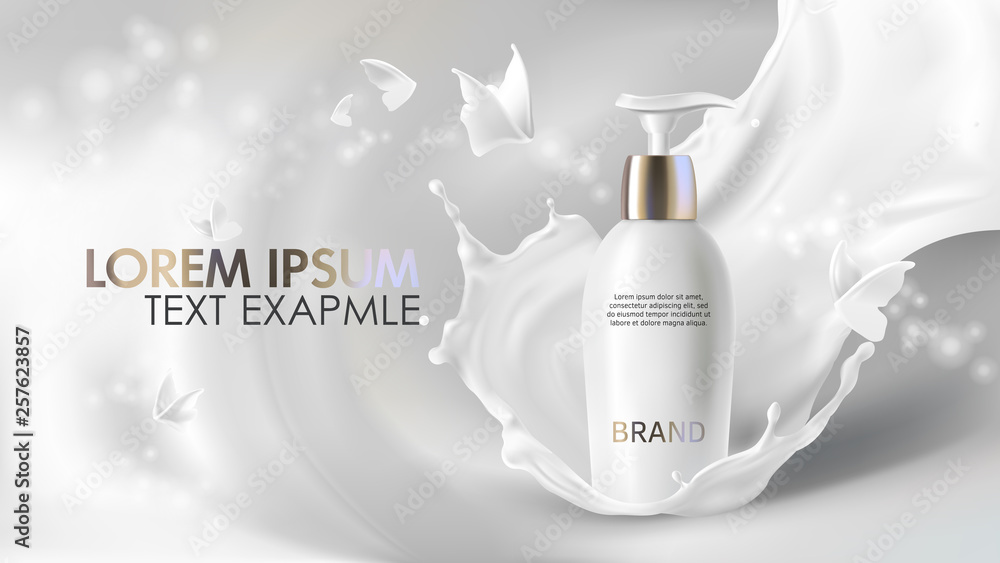 Cosmetic realistic vector shining background with cream. Skin care ...