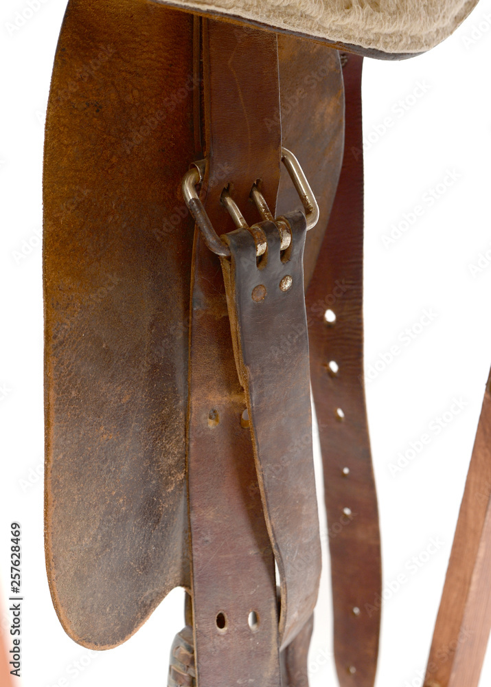 sattel details reitsattel westernsattel leder handarbeit sattler Stock ...
