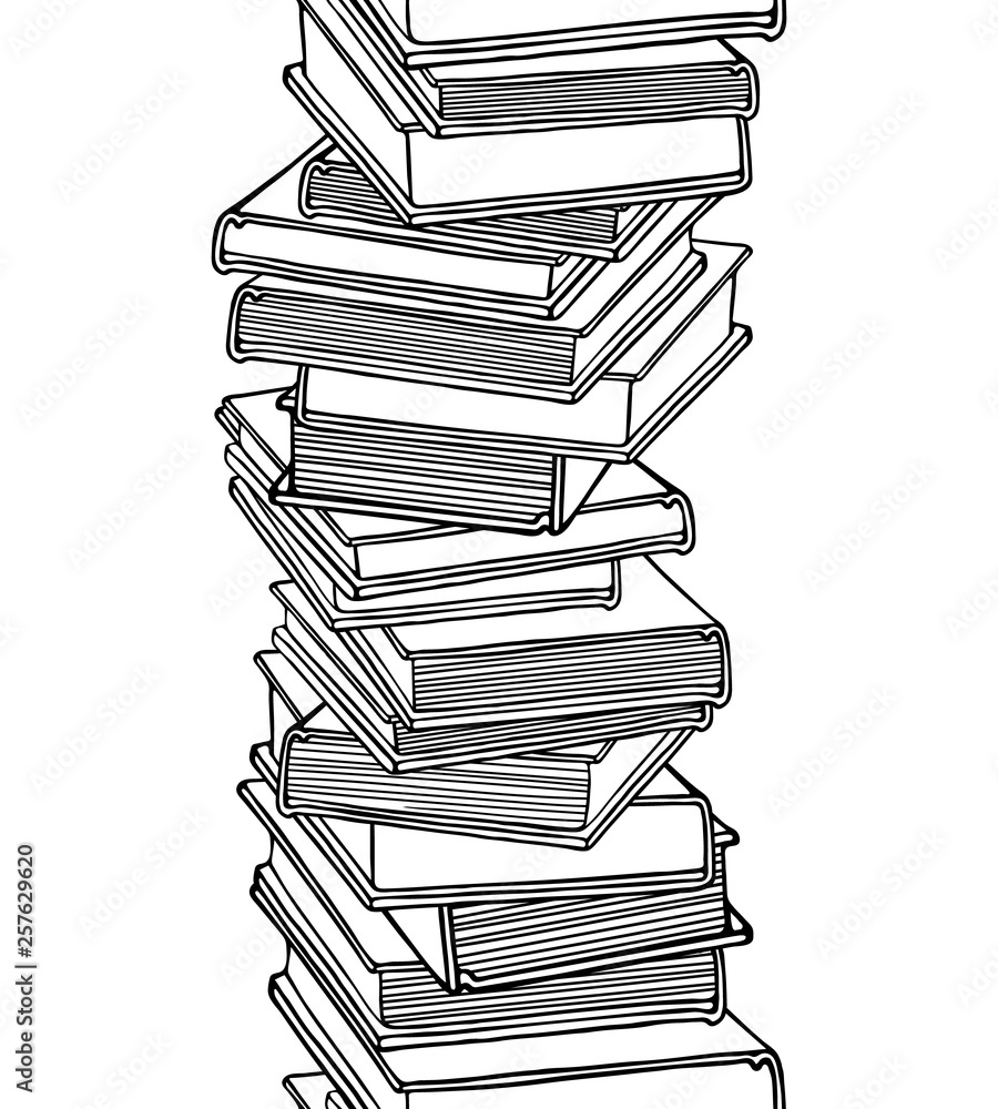 Book stack and school books. A pile of books. Seamless pattern, texture ...