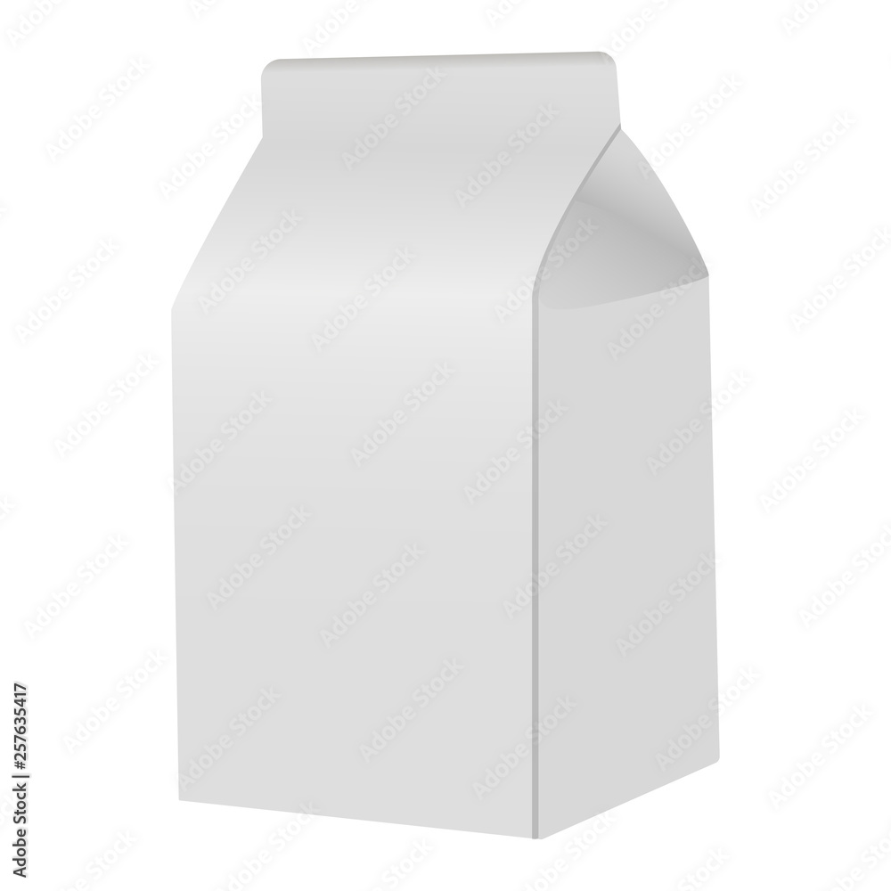Milk Pack. White Paper Package Template Blank. 3d Fresh Juice Box ...