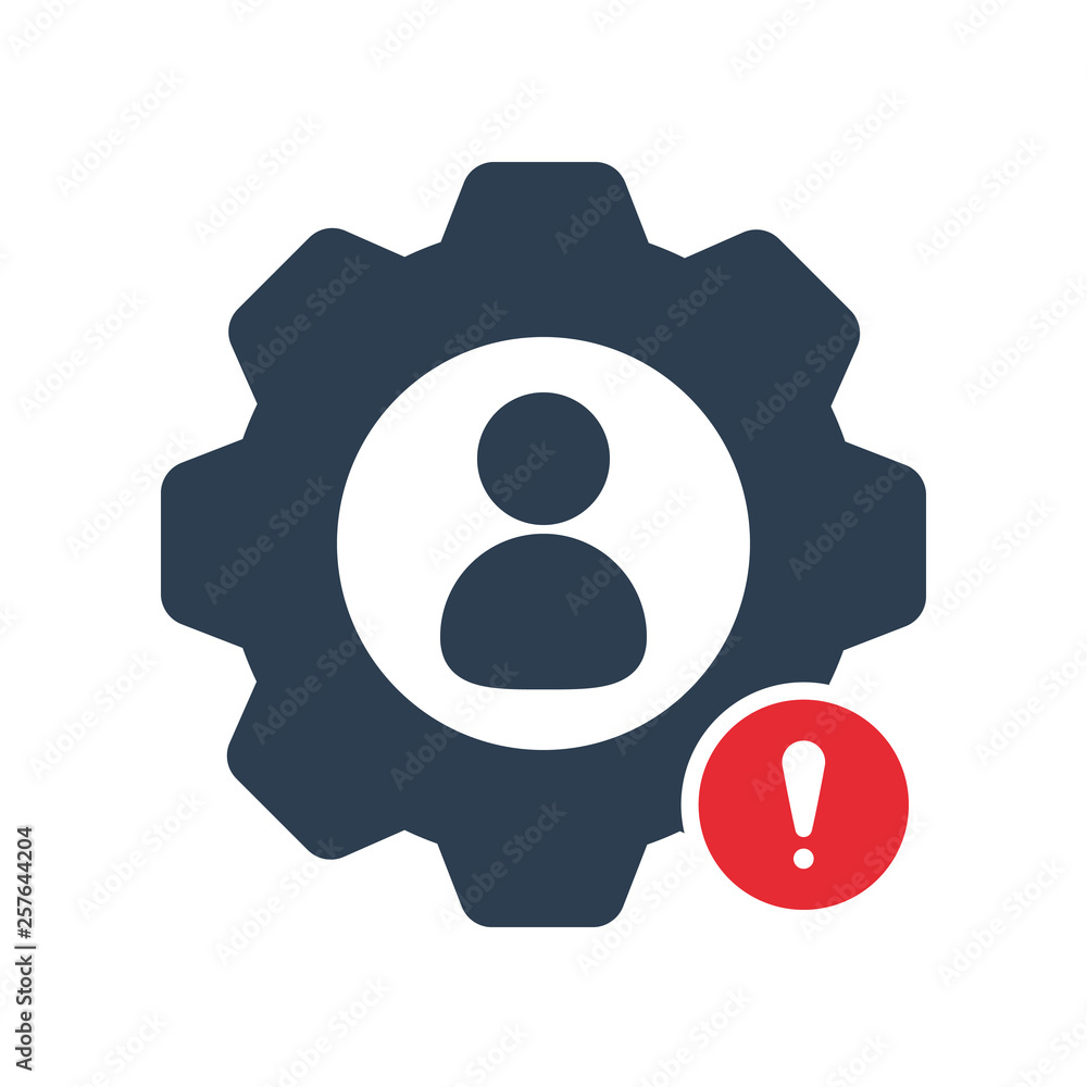 Work icon with exclamation mark. Work icon and alert, error, alarm ...