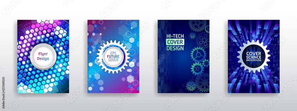 Science and innovation hi-tech background. Flyer design of tech ...