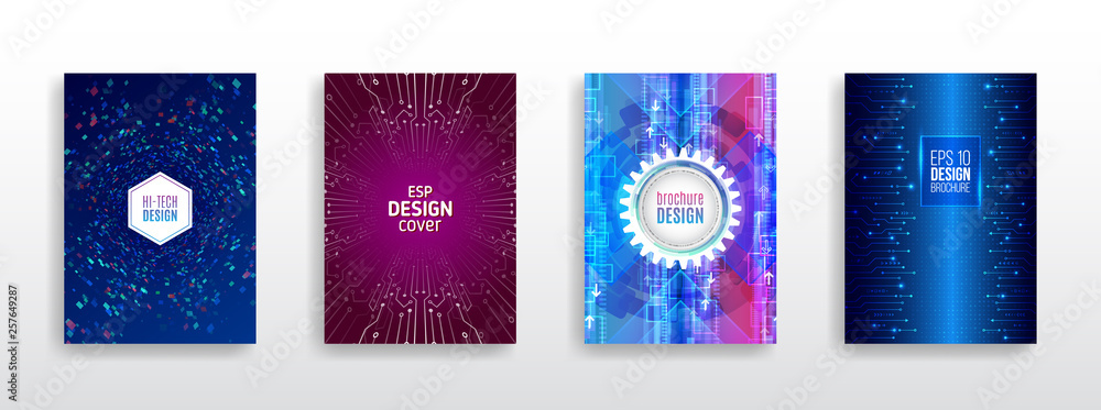Technology modern brochure templates. Science and innovation hi-tech ...