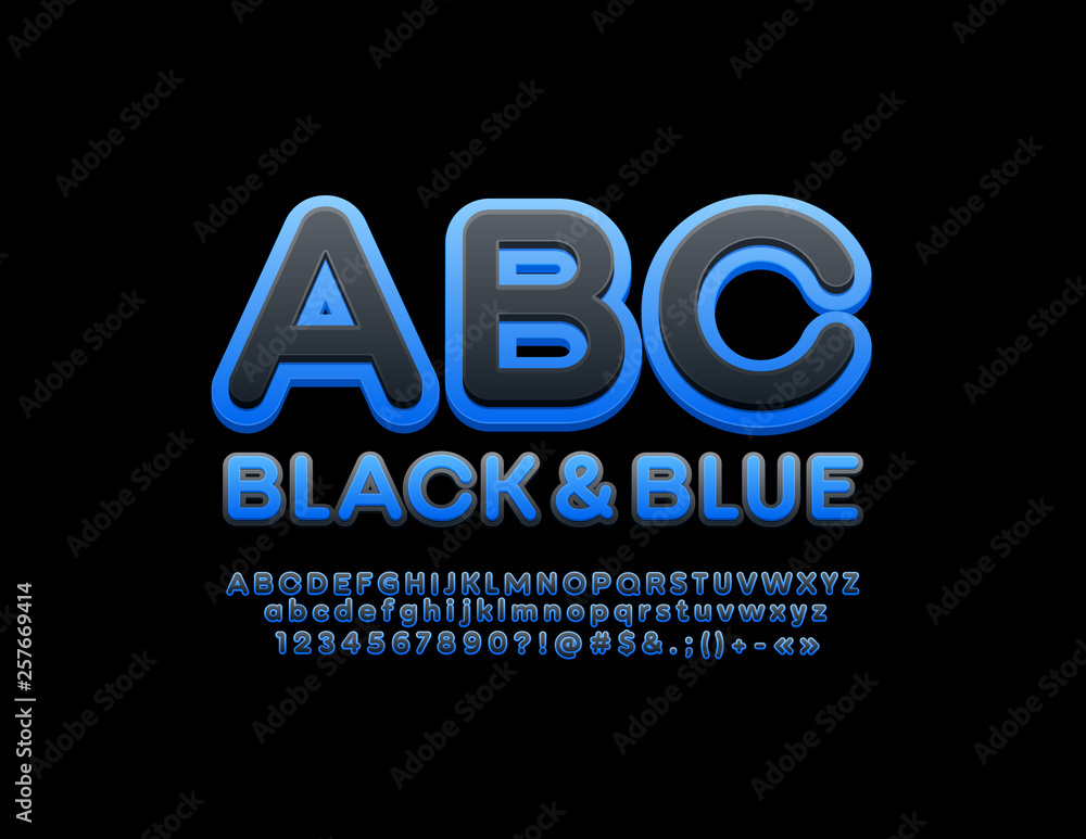 Vector modern Black and Blue trendy Font. Stylish Alphabet Letters ...