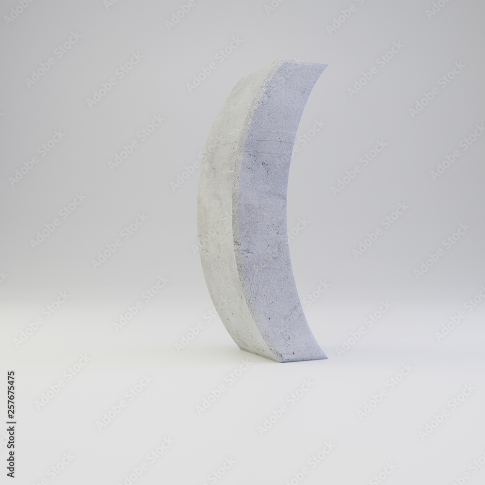 Concrete round brackets symbol with plaster texture isolated on white ...