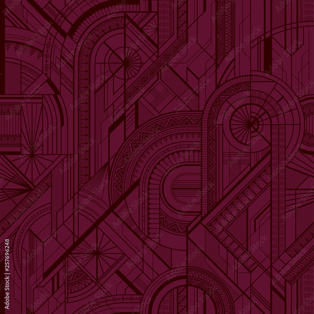 Seamless art deco geometric burgundy pattern Stock Vector | Adobe Stock