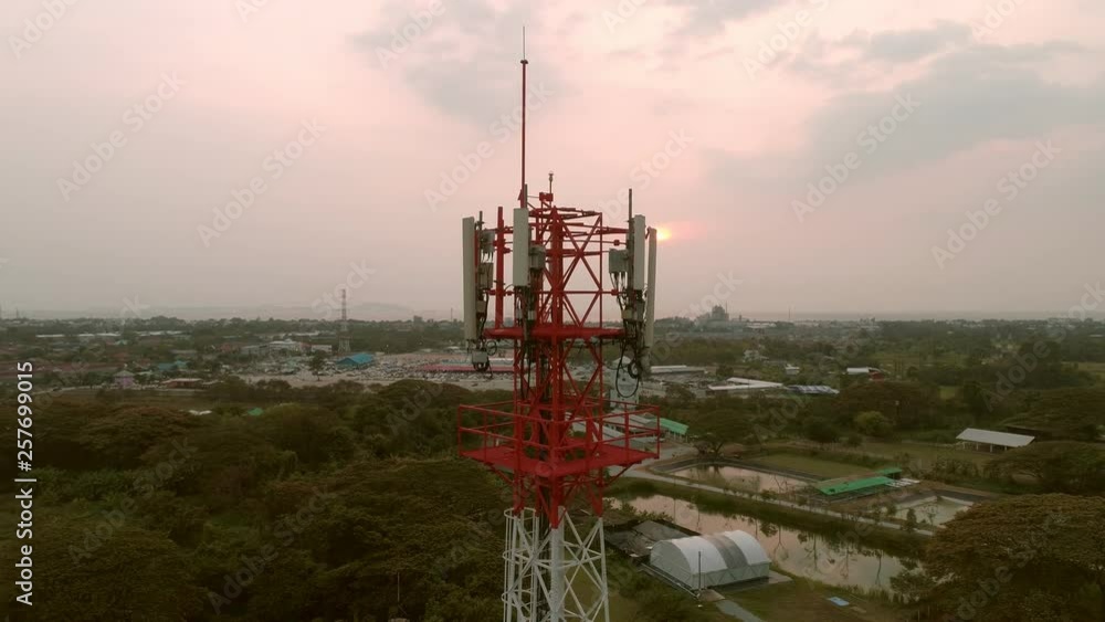Telecommunication GSM (5G,4G) tower. Antenna and Development of ...