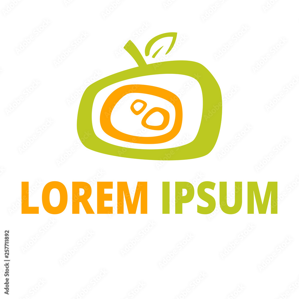 Stylized abstract apple sign isolated vector, symbol of apple, fruit ...