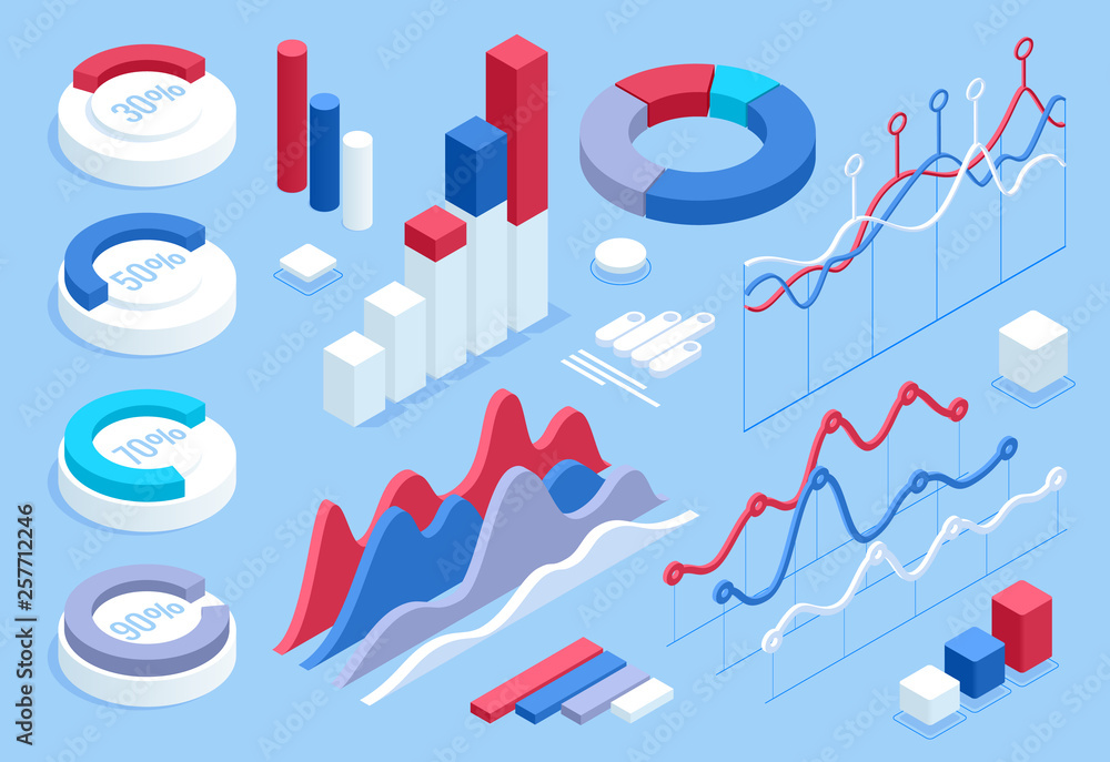 Flat 3d isometric infographic for your business presentations. Big set ...