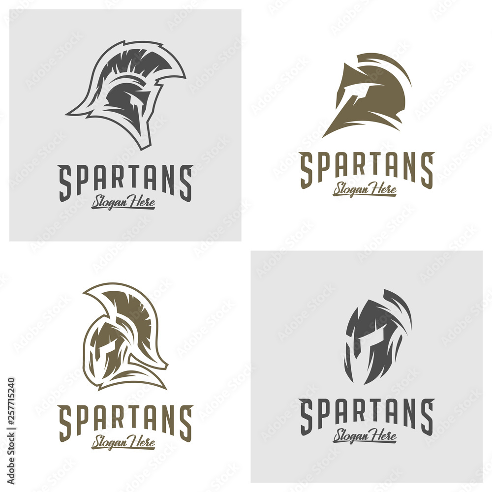 Set of Spartan Logo Vector, Sparta Logo Vector, Spartan Helmet Logo ...
