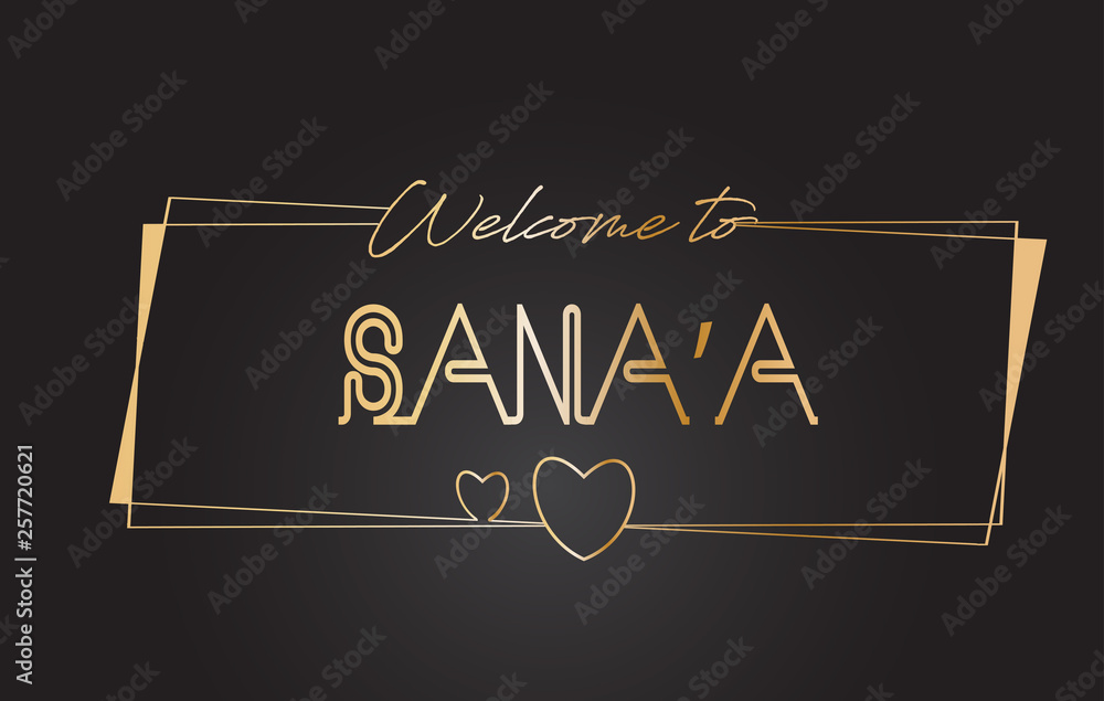 Sana’a Welcome to Golden text Neon Lettering Typography Vector ...