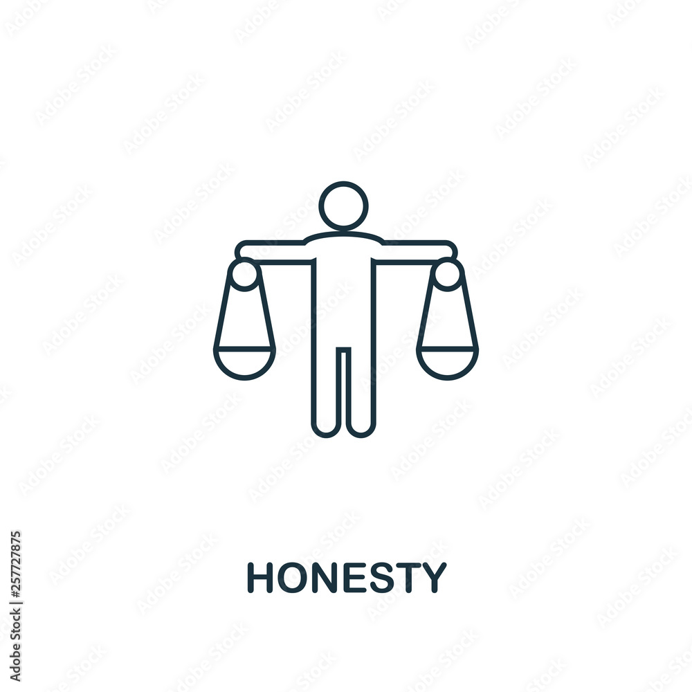 Honesty icon. Thin line design symbol from business ethics icons collection. Pixel perfect ...