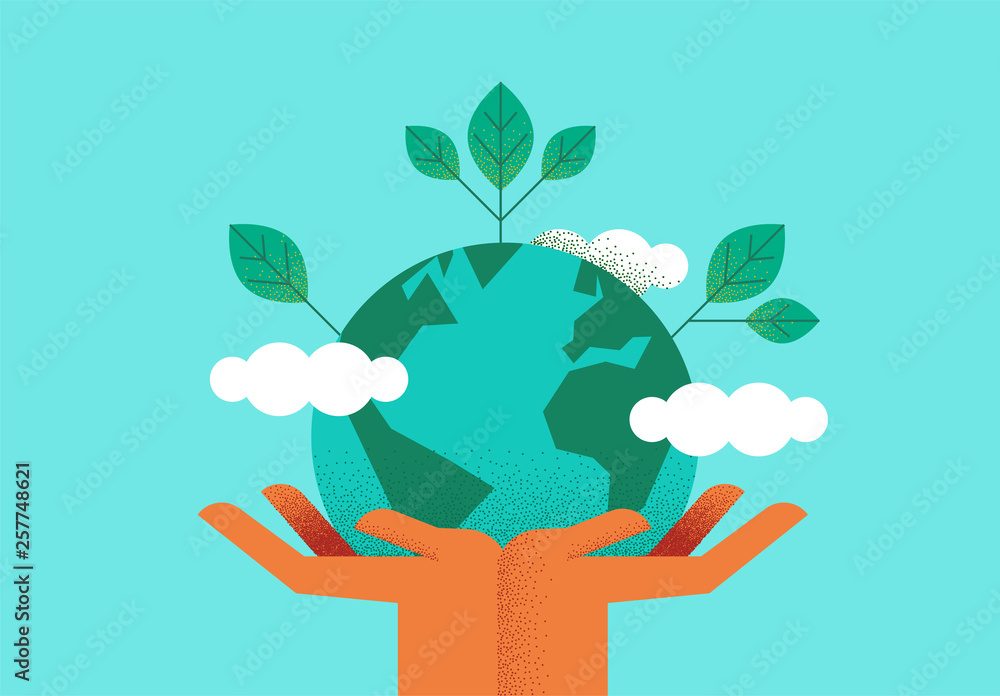 Hands holding planet earth for environment care Stock Vector | Adobe Stock