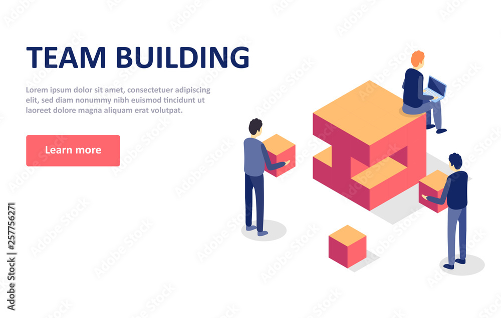 Team building concept isometric vector illustartion on white background ...