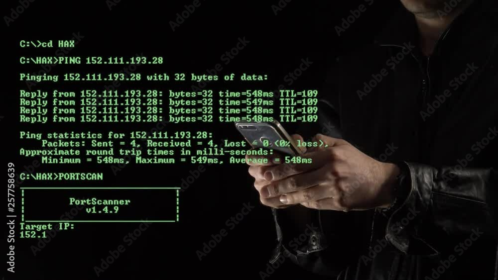 Hacking passwords with a smartphone mobile device. Green coding ...