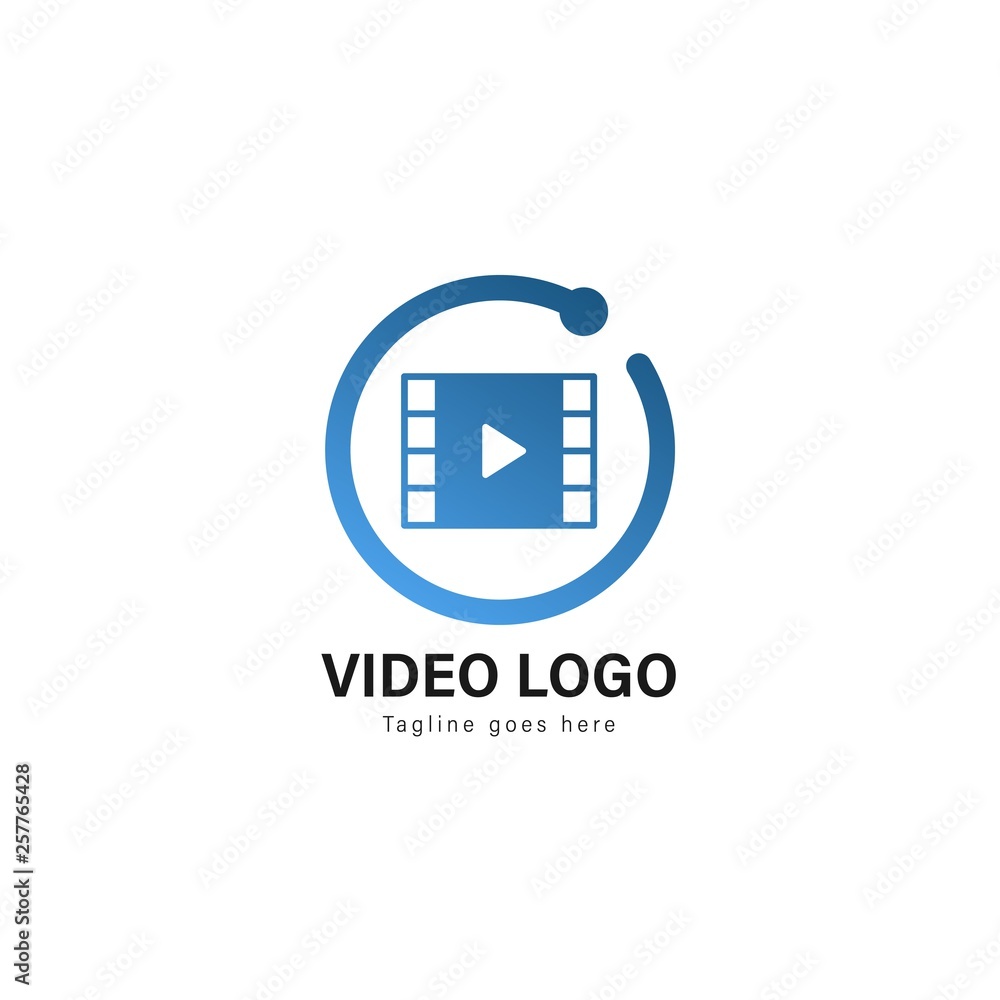 Video logo template design. Video logo with modern frame vector design ...