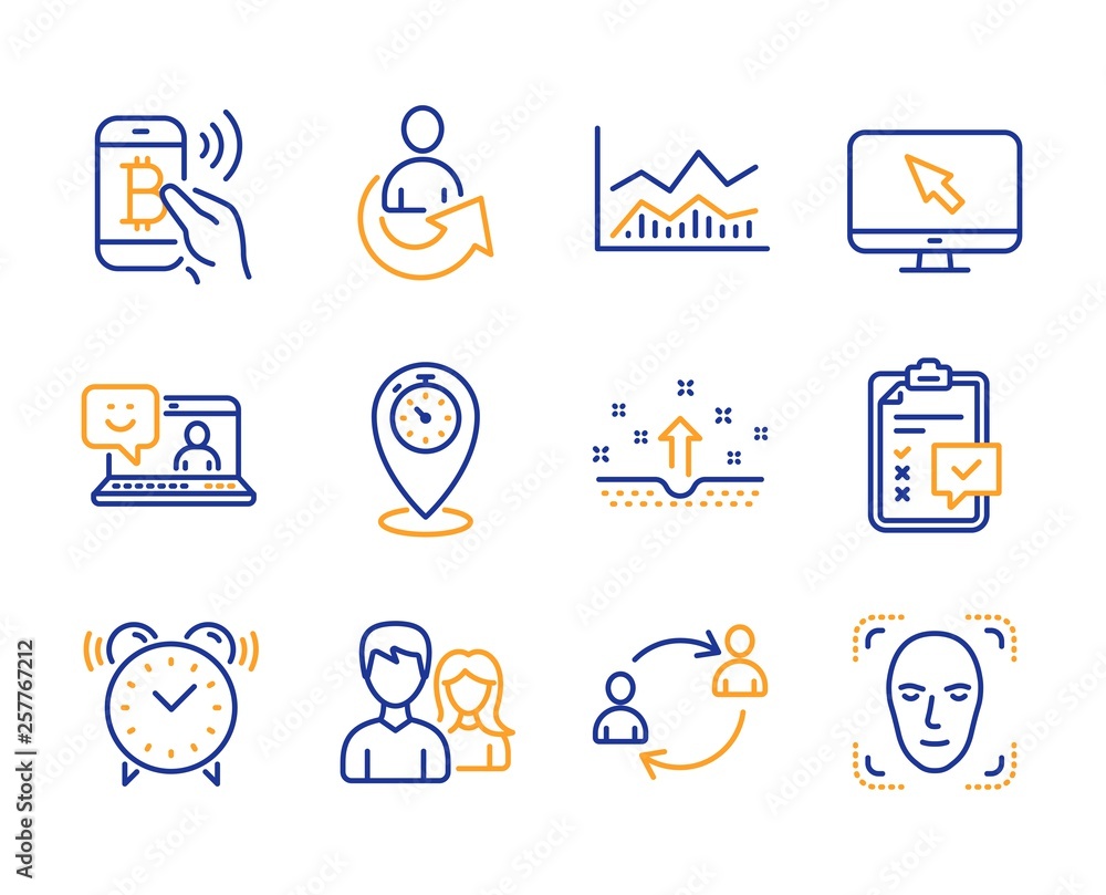 Timer, Share and User communication icons simple set. Bitcoin pay ...