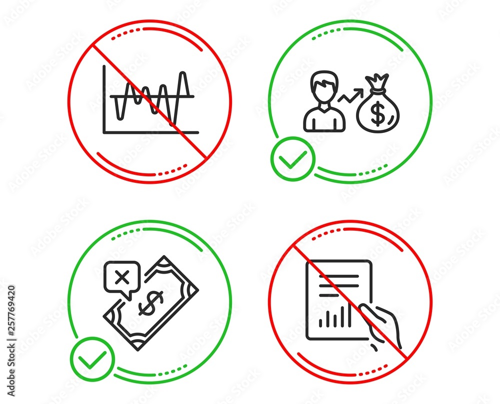 Do or Stop. Stock analysis, Sallary and Rejected payment icons simple ...
