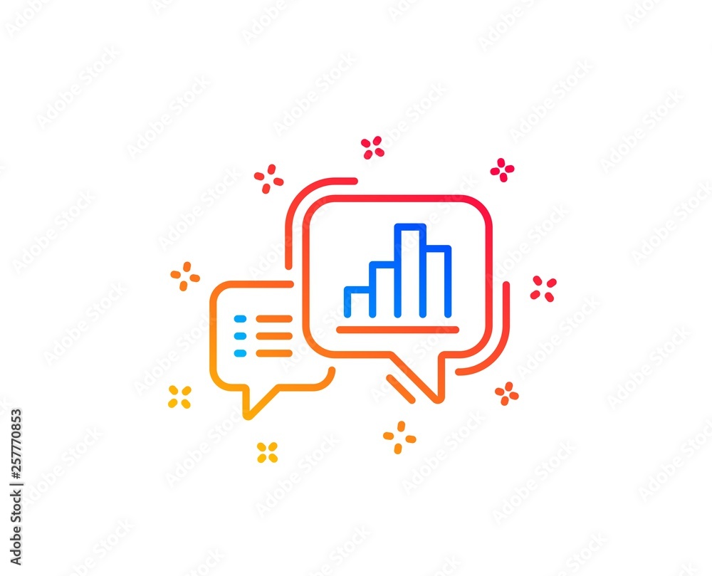 Graph line icon. Column chart sign. Growth diagram symbol. Gradient design elements. Linear ...