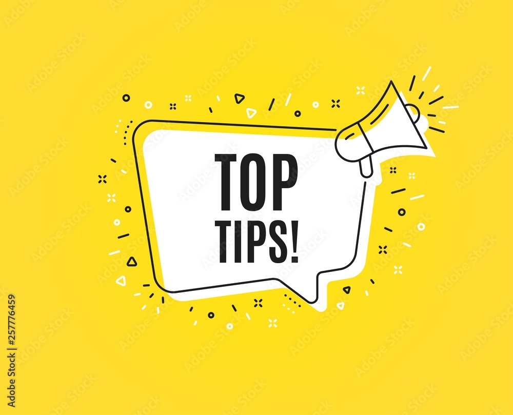 Top tips symbol. Megaphone banner. Education faq sign. Best help ...