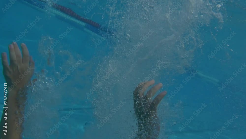 Boy jumping from springboard and diving in Swimming Pool -Slow Motion ...