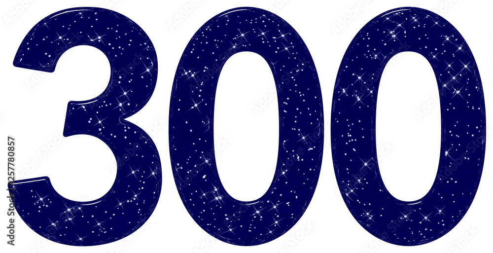 Numeral 300, three hundred, star sky texture imitation, isolated on ...