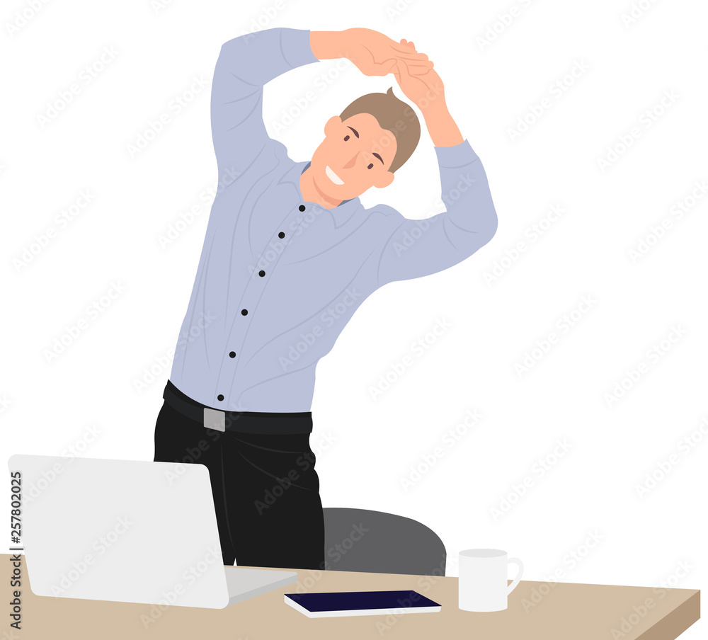 Cartoon people character design businessman exercising during break by ...